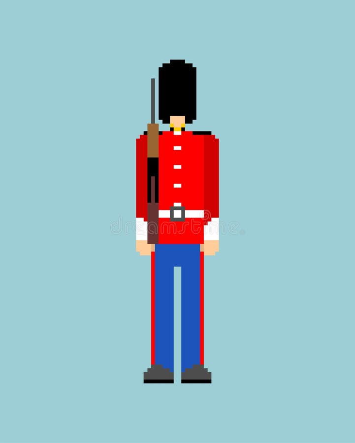 Beefeater British Royal Guardsman Pixel Art. 8 Bit Sentry Grenadier in ...