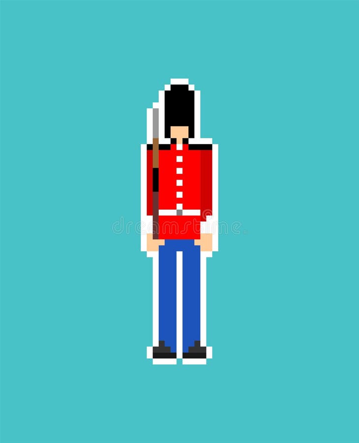Beefeater British Royal Guardsman Pixel Art. 8 Bit Sentry Grenadier in ...
