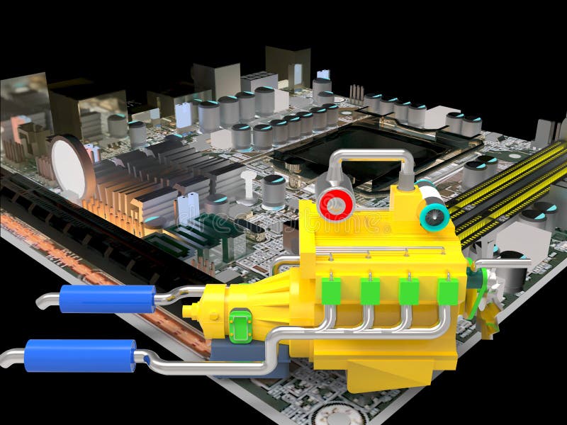 Beefed up circuit board stock illustration. Illustration of electric ...