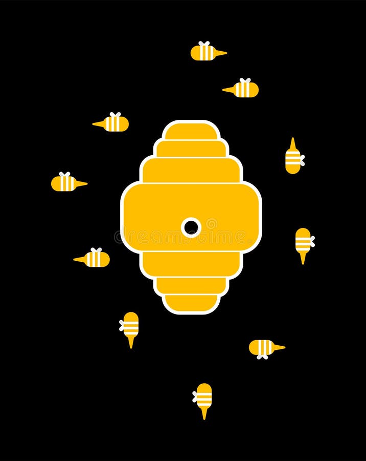 Beehive and Bees. Home for Bee Cartoon Style Stock Vector ...