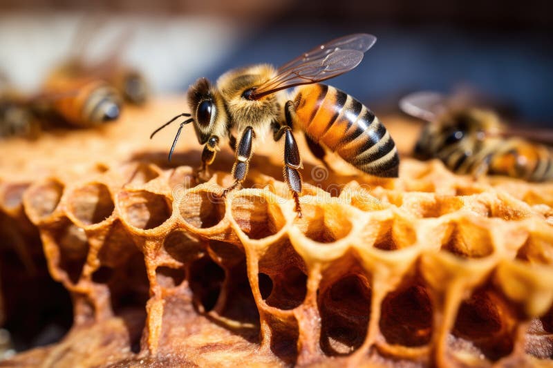 Beehive with Focusing on the Queen Bee Stock Image - Image of life ...