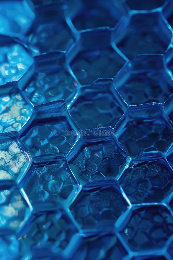Beehive Honeycomb Structure Blue Background Close-Up Stock Illustration ...