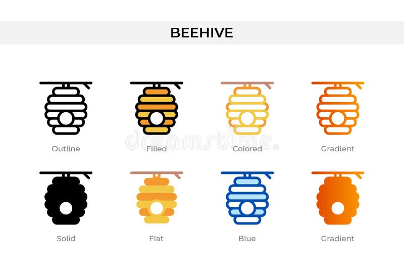 Beehive Icon in Different Style. Beehive Vector Icons Designed in Outline, Solid, Colored ...