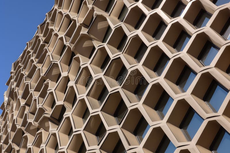 Beehive-like Pattern on a Modern Building Facade Stock Image - Image of ...