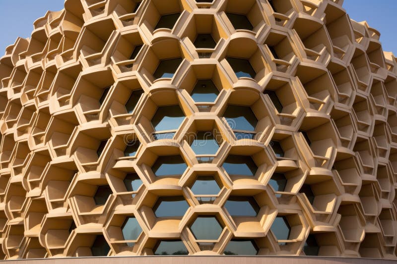 Beehive-like Pattern on a Modern Building Facade Stock Illustration ...