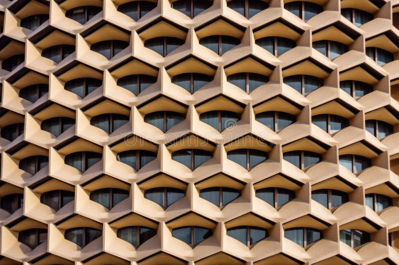 Beehive-like Pattern on a Modern Building Facade Stock Illustration ...