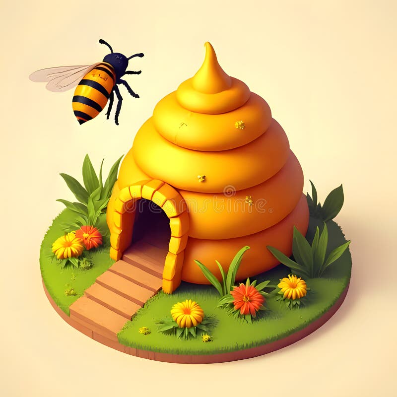 The Beehive , Many Bees and Hunny Stock Illustration - Illustration of ...