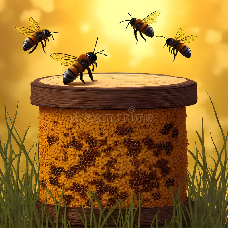The Beehive , Many Bees and Hunny Stock Illustration - Illustration of collection, colony: 381710882