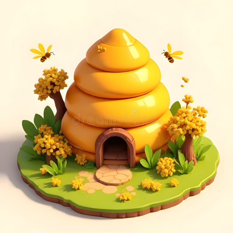 The Beehive,many Bees and Hunny Stock Illustration - Illustration of cartoon, apiary: 381710944