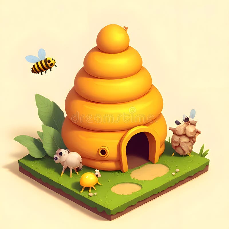 The Beehive , Many Bees and Hunny Stock Illustration - Illustration of honey, beekeeping: 381711003
