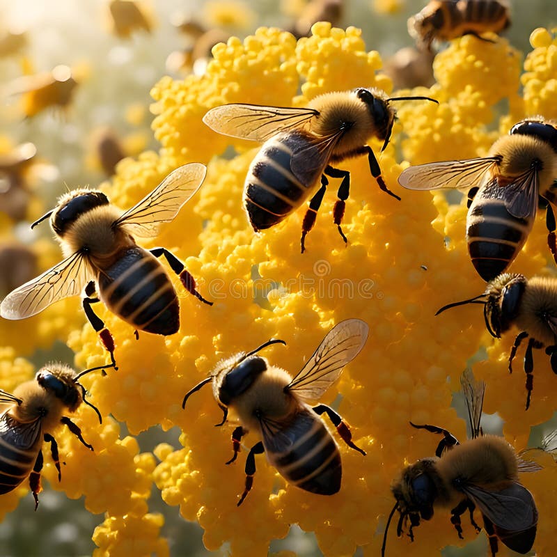 The Beehive , Many Bees and Hunny Stock Illustration - Illustration of beeswax, icon: 381711063