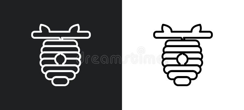 Beehive Outline Icon in White and Black Colors. Beehive Flat Vector ...