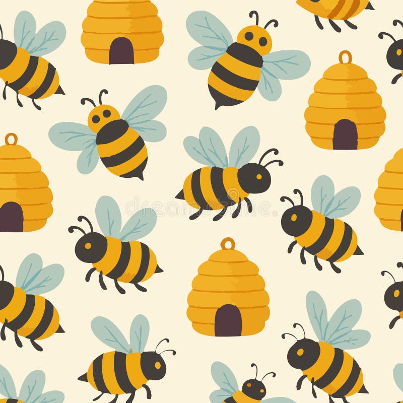 Beehive Print Design in Vector Stock Illustration - Illustration of ...