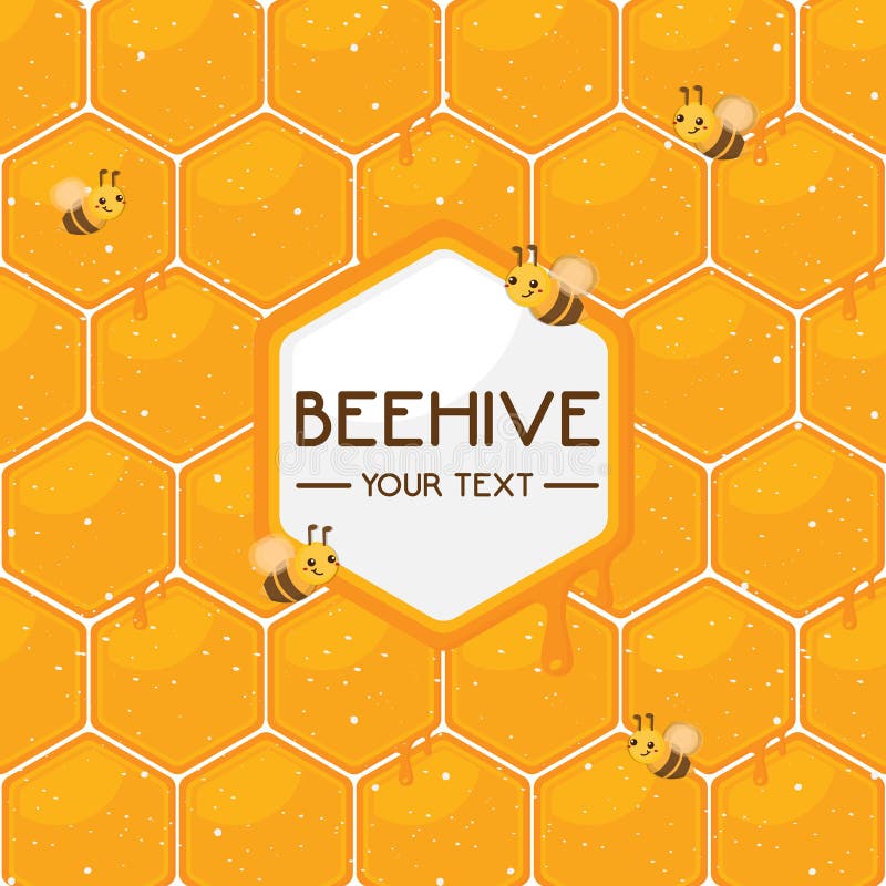 Beehive Template with Little Bee. Beehive Background. Stock Vector ...