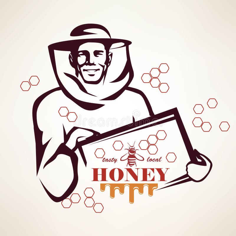 The Beekeeper Stylized Vector Symbol. Stock Vector - Illustration of ...