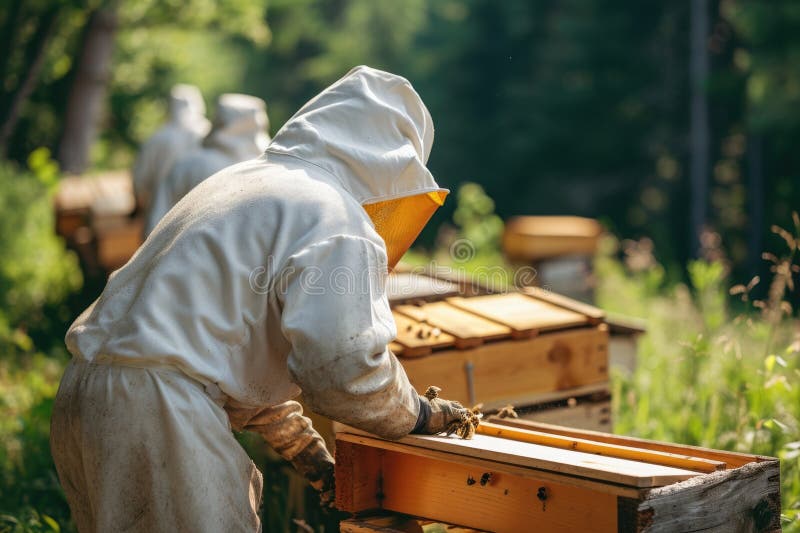 Beekeeper at work stock photo. Image of hive, manual - 374618118