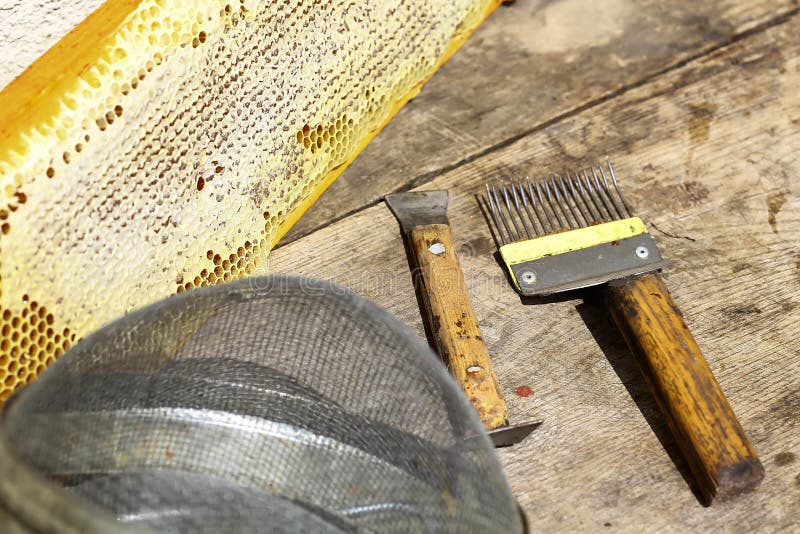 Beekeeper Working Tools on the Hive. Beekeeping Equipment on the Old ...