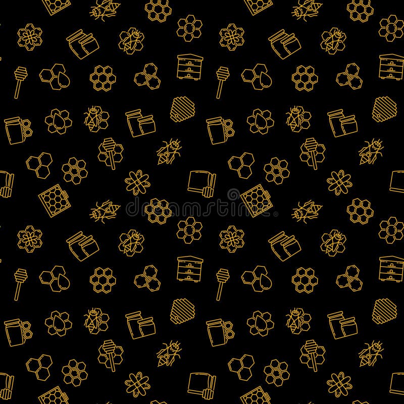 Beekeeping Dark Vector Seamless Pattern or Background Stock Vector - Illustration of beekeeper ...