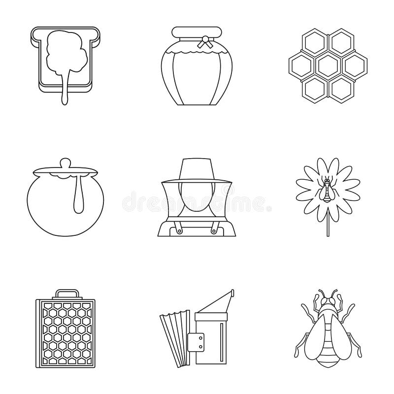Beekeeping Icons Set, Cartoon Style Stock Vector - Illustration of ...