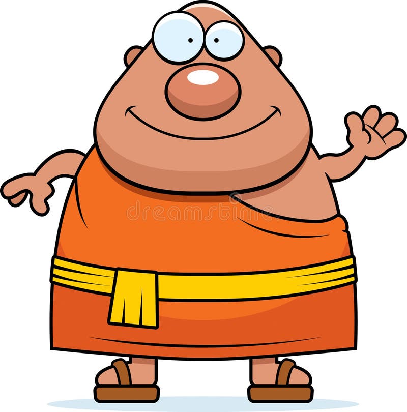 Beeldverhaal Boeddhistische Monnik Waving Vector Illustratie ...