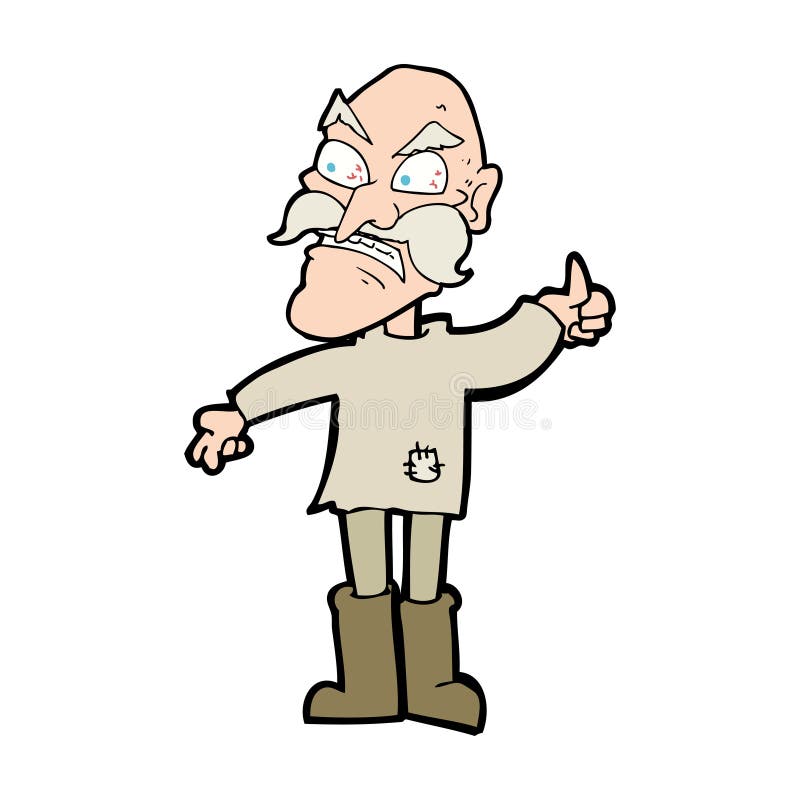 Beeldverhaal Boze Oude Mens in Herstelde Kleding Vector Illustratie ...