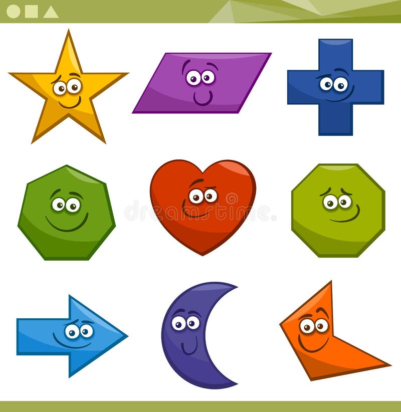 Beeldverhaal Fundamentele Geometrische Vormen Vector Illustratie ...