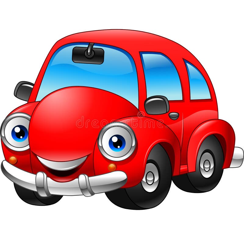 Beeldverhaal Grappige Rode Auto Vector Illustratie - Illustration of ...