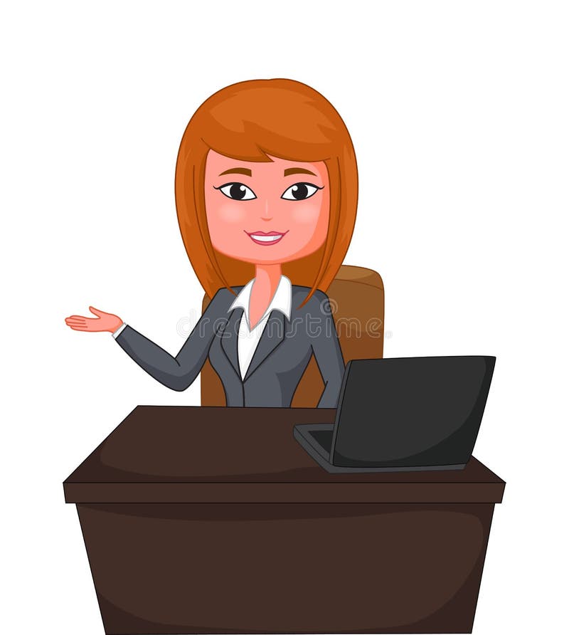 Beeldverhaal Het Bedrijfsvrouw Voorstellen Vector Illustratie ...