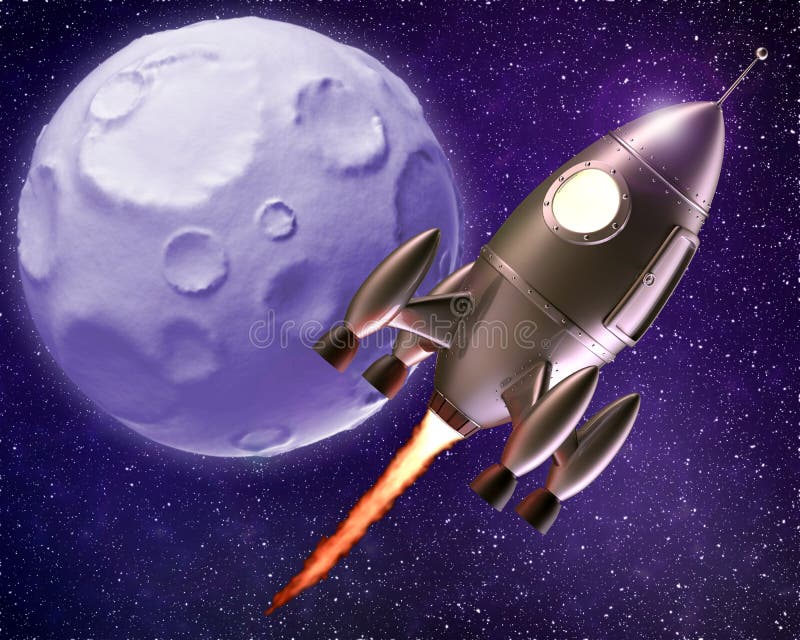 Beeldverhaal Rocket Flying Through Space Stock Illustratie ...