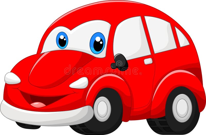 Beeldverhaal rode auto vector illustratie. Illustratie bestaande uit ...