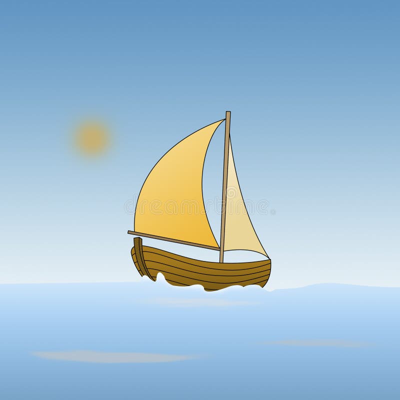 Beeldverhaal Van Een Boot in Het Overzees Stock Illustratie ...