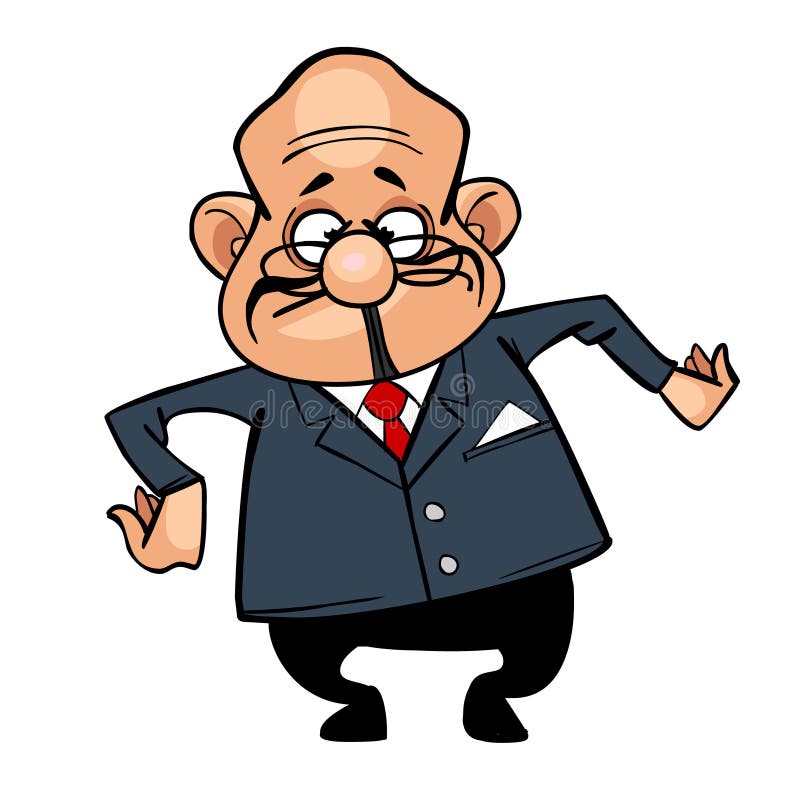 Beeldverhaalkarakter De Directeurs Kale Man in Een Kostuum, Het Dansen ...