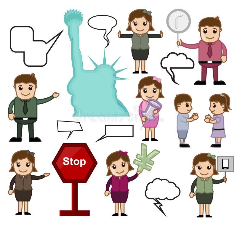 Beeldverhaalmensen Die Conceptenvectoren Voorstellen Vector Illustratie ...