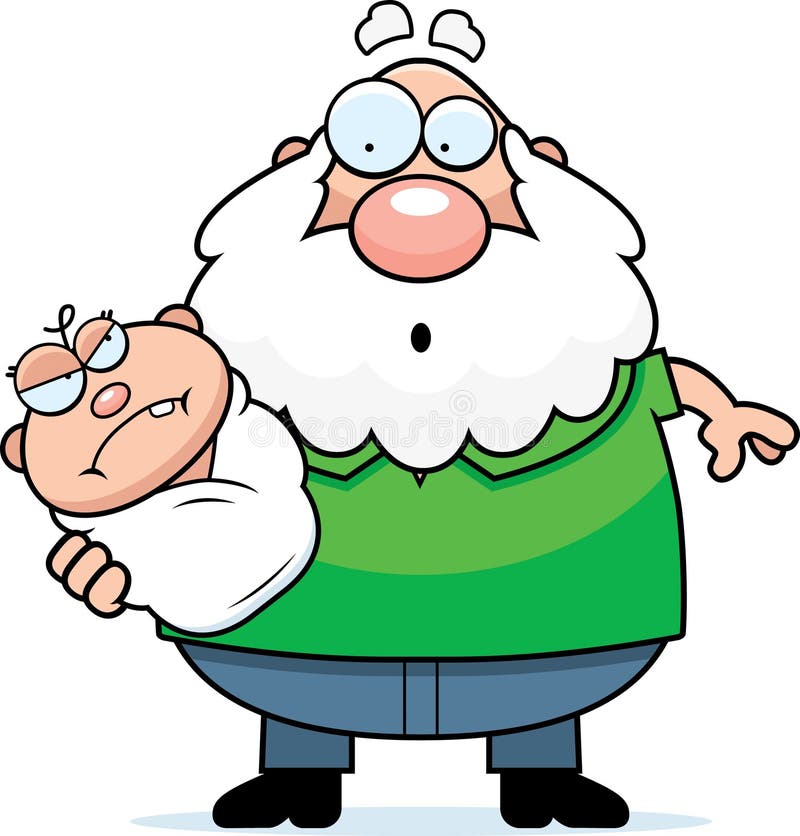 Beeldverhaalopa Met Boze Baby Vector Illustratie - Illustration of ...