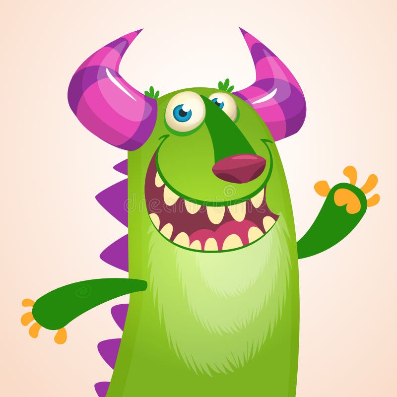 Beeldverhaalportret Van Het Lachen Groen Monster Vector Illustratie ...