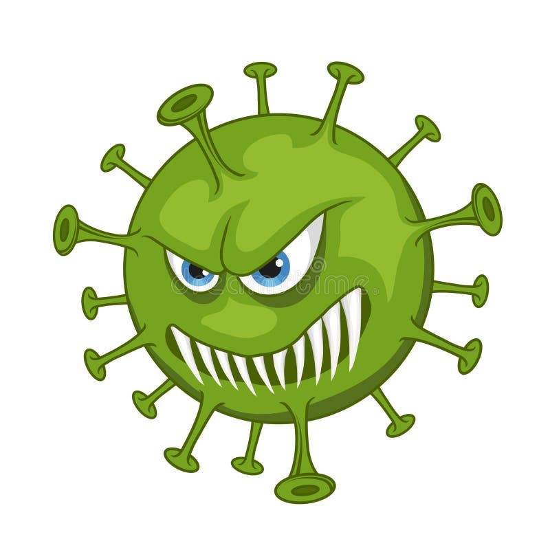 Beeldverhaalvirus Grappig Micro- Virus Vector Illustratie ...