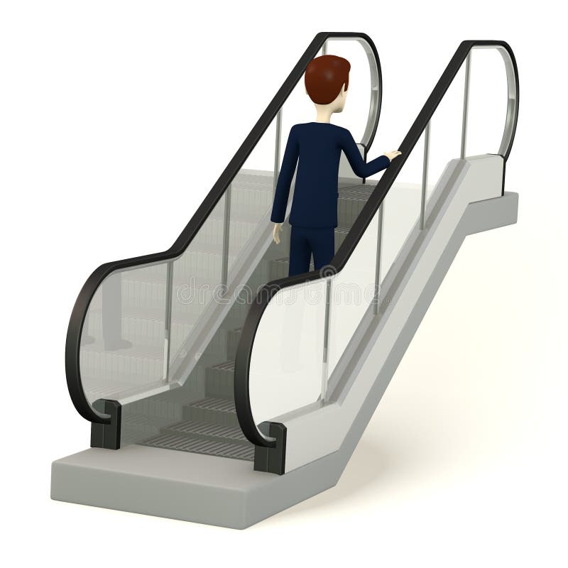 Beeldverhaalzakenman Op Roltrap Stock Illustratie - Illustration of ...