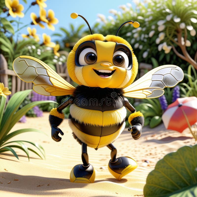 Beeple 01 - Pixar Style Bee Character Stock Illustration - Illustration ...
