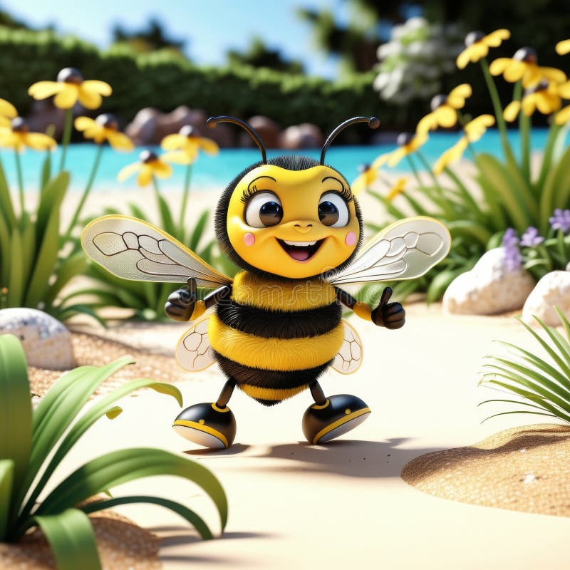 Beeple 01 - Pixar Style Bee Character Stock Illustration - Illustration ...