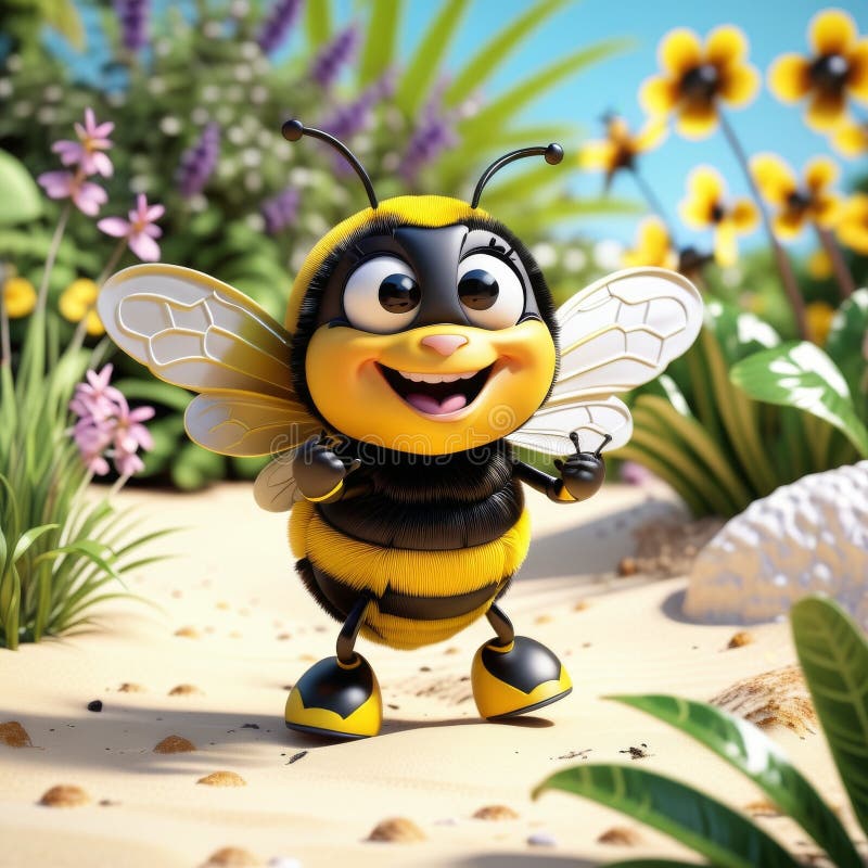 Beeple 01 - Pixar Style Bee Character Stock Illustration - Illustration ...