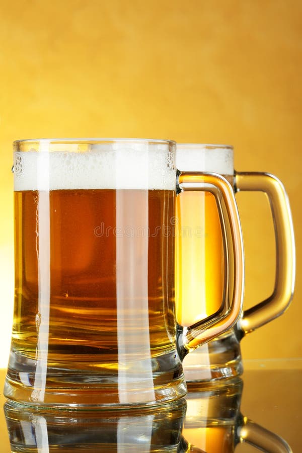 Beer mugs stock image. Image of beerhouse, lager, cafeteria - 11372321