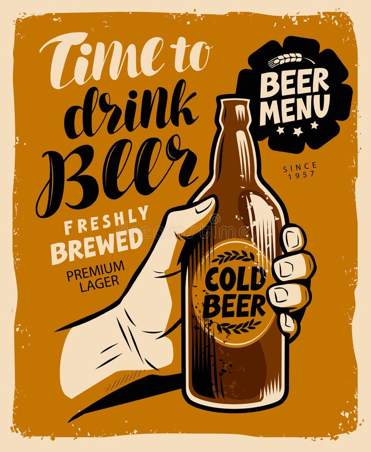 Beer Advertising Retro Poster. Pub, Brewery, Restaurant Vector ...