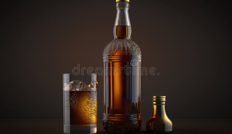 Beer Alcohol Drink Bottle With Glass Generative Ai Stock Illustration