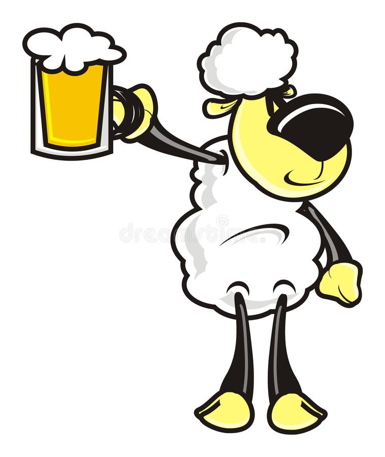 Beer, Alcohol, Glass, Lamb, Sheep, Animal, Drawing Stock Illustration ...