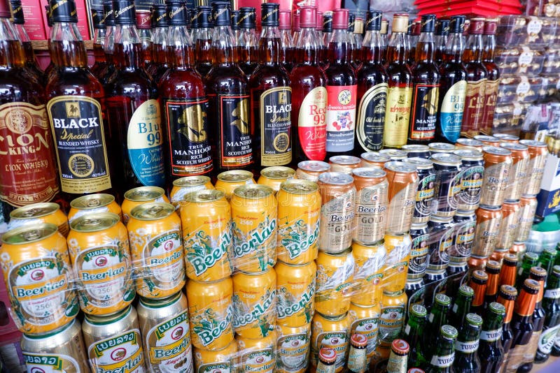 Beer and alcohol in market editorial stock photo. Image of placements ...