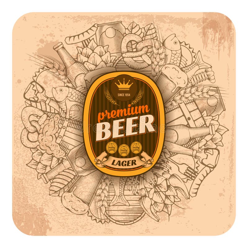 Beer background stock vector. Illustration of hand, brewery - 70787237