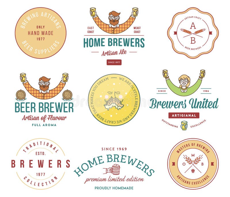 Beer Badges and Labels Colored Stock Illustration - Illustration of ...