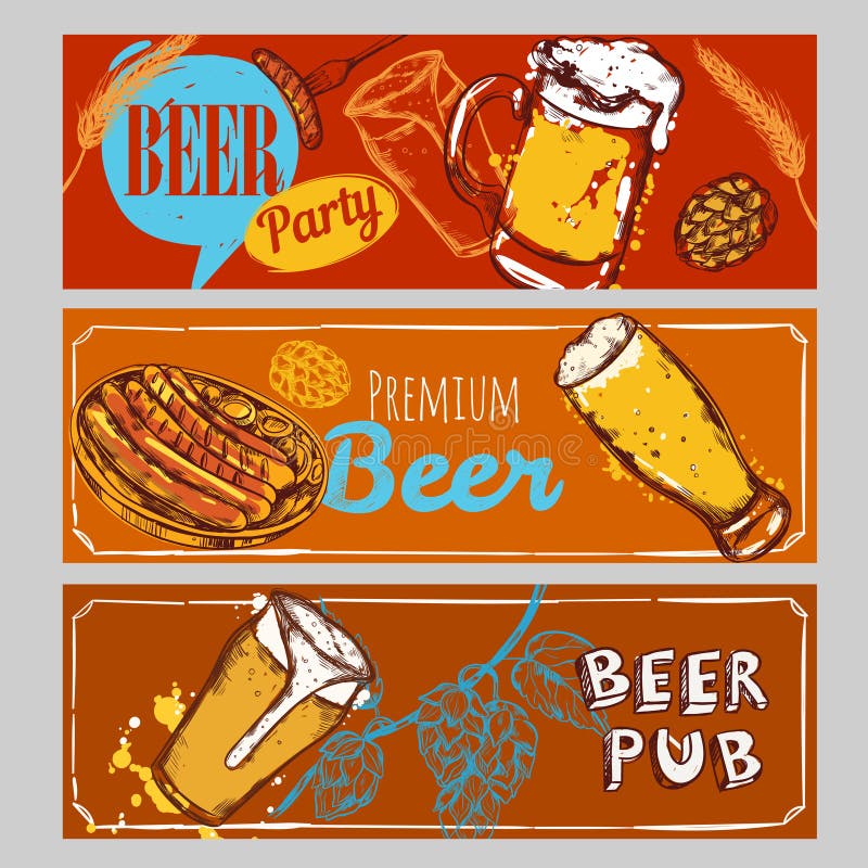 Horizontal beer banners stock vector. Illustration of malt - 54322087