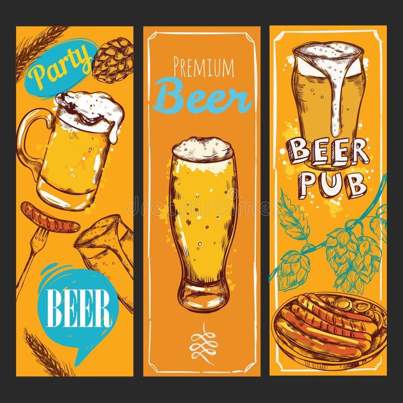 Beer Banner Set stock vector. Illustration of barrel - 78756534