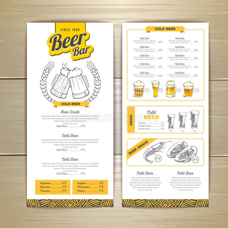 Beer bar menu design. stock vector. Illustration of premium - 72654205